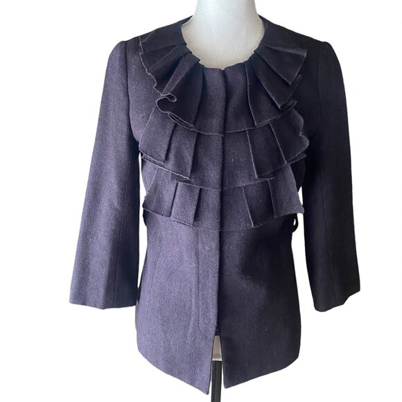 LOFT | Jackets & Coats | Loft Outlet Ruffle Blazer 4 Aubergine Purple ...